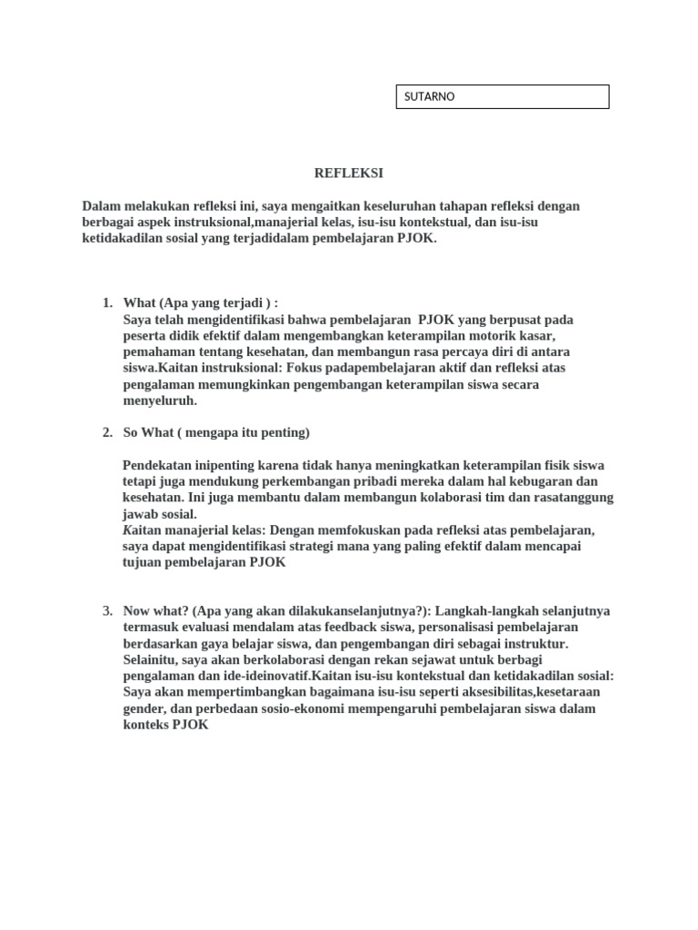 REFLEKSI | PDF | Karier & Perkembangan