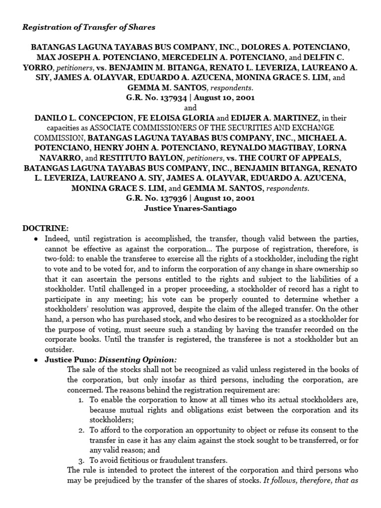 Batangas Laguna Tayabas Bus Company, Inc. Et Al., vs. Bitanga Et Al ...