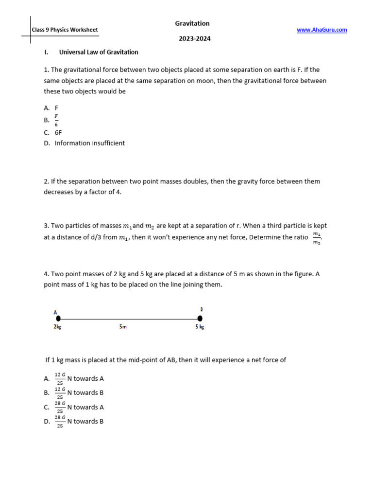 STD 9 Worksheet On Gravitation-2 - 1695986277296 - Xpq9F | PDF | Weight ...