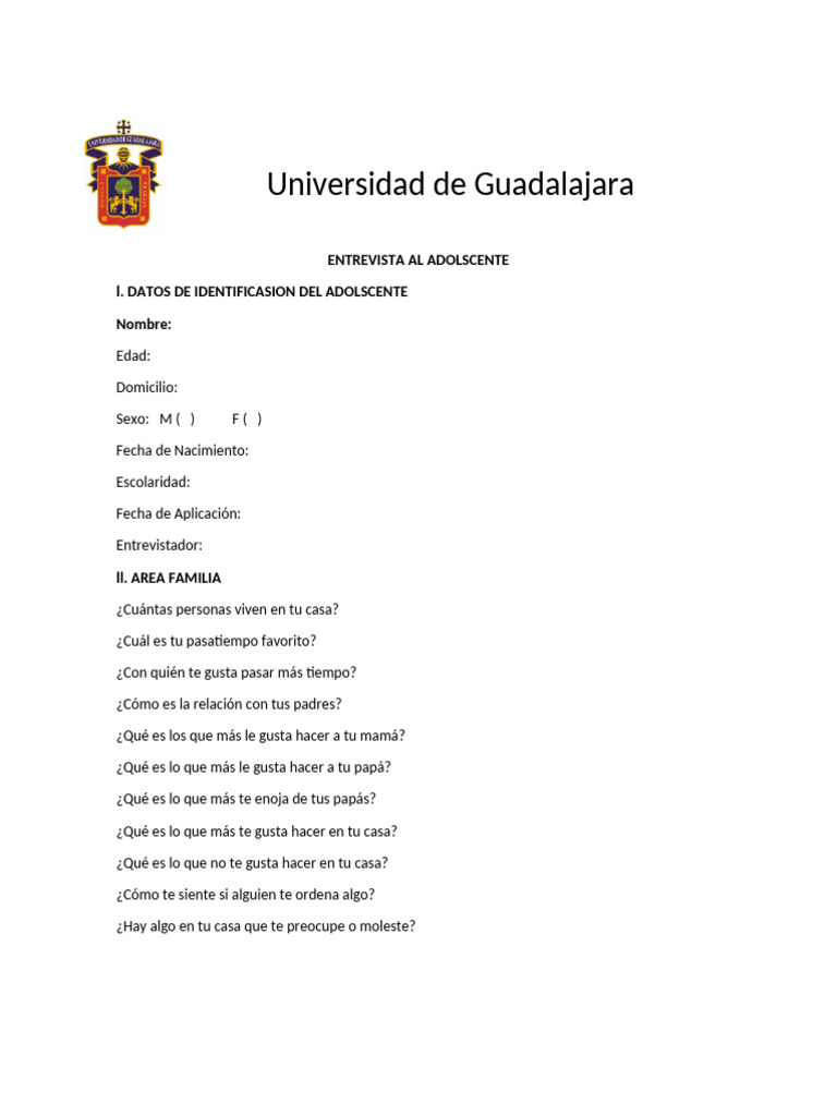 Entrevista Adolescente | PDF