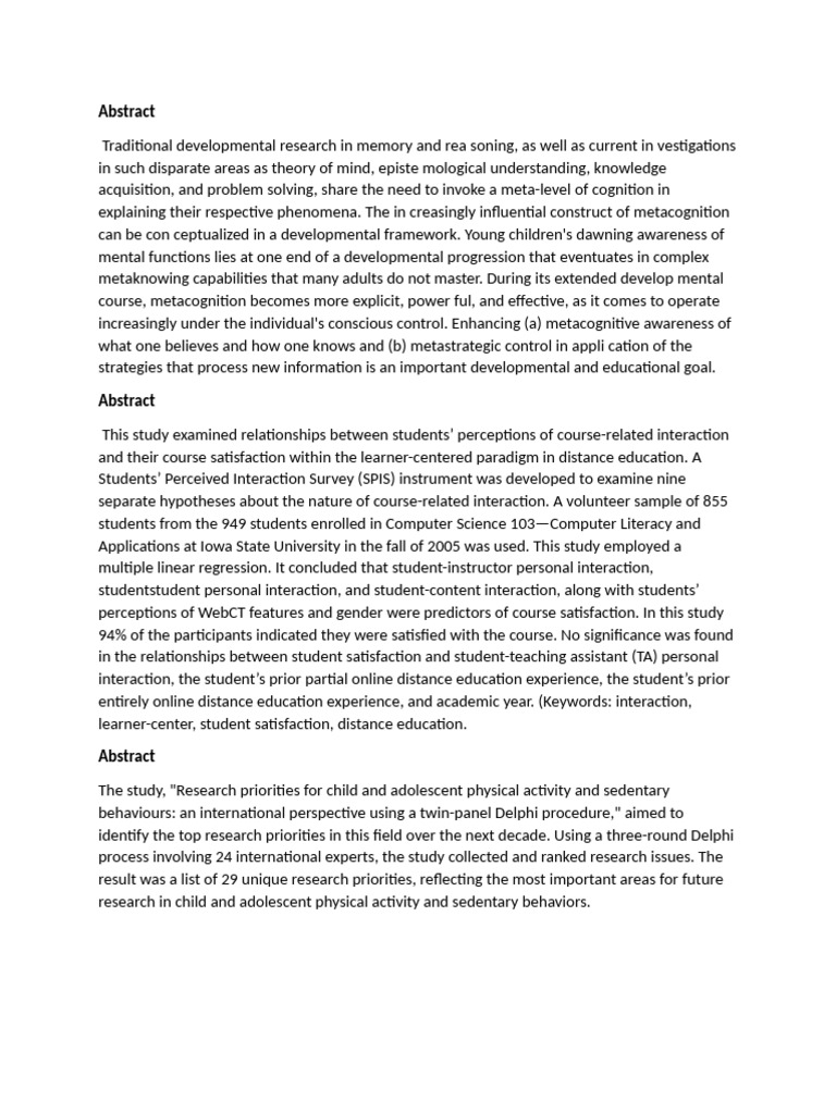 Abstract 01 | PDF | Learning Styles | Self Efficacy