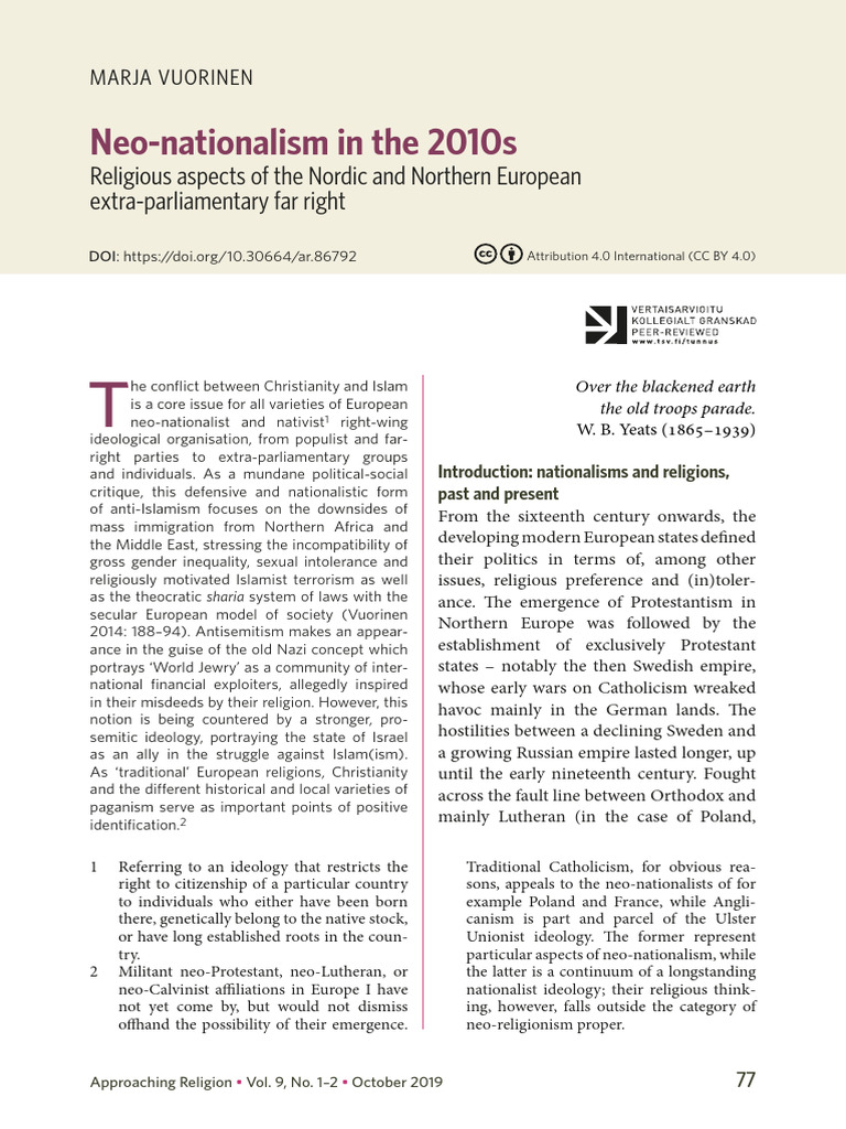 Neo-Nationalism in The S: Religious Aspects of The Nordic and Northern ...