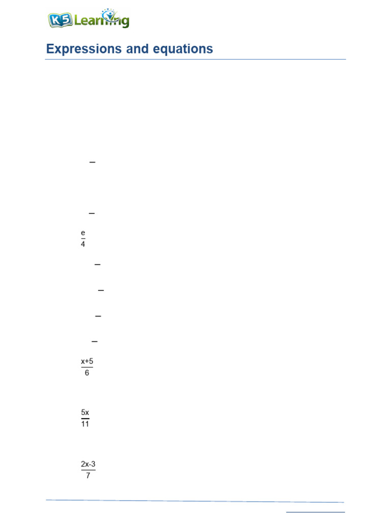 Grade 5 Algebra Vocabulary B | PDF