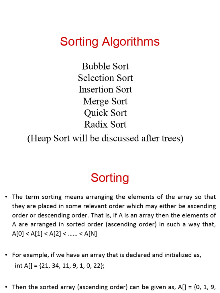 Sorting Algo | PDF | Computer Programming | Algorithms And Data Structures Sorting Algo | PDF | Computer Programming | Algorithms And Data Structures