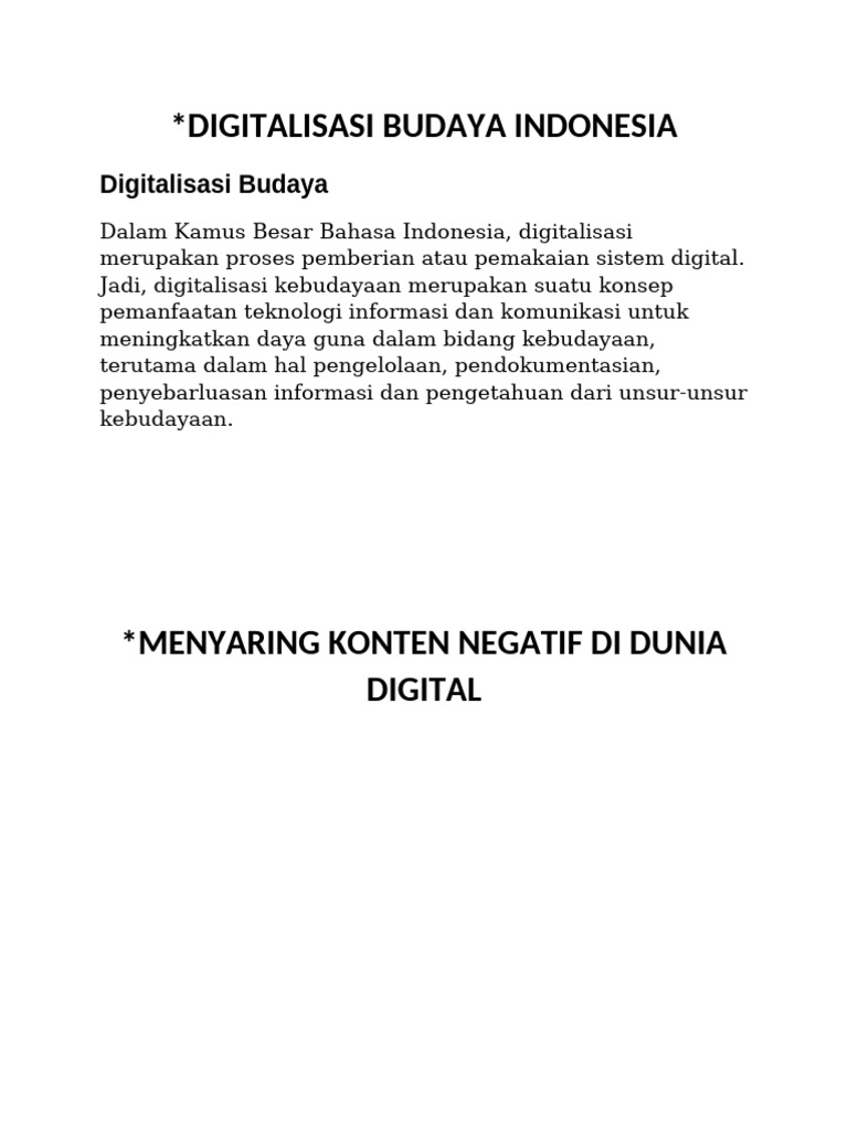 Digitalisasi Budaya Indonesia | PDF