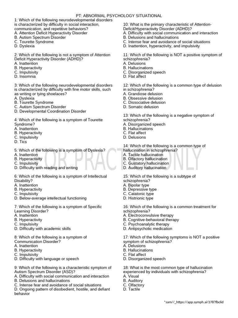 PT - Abnormal Psychology - Situational | PDF | Mental Disorder ...