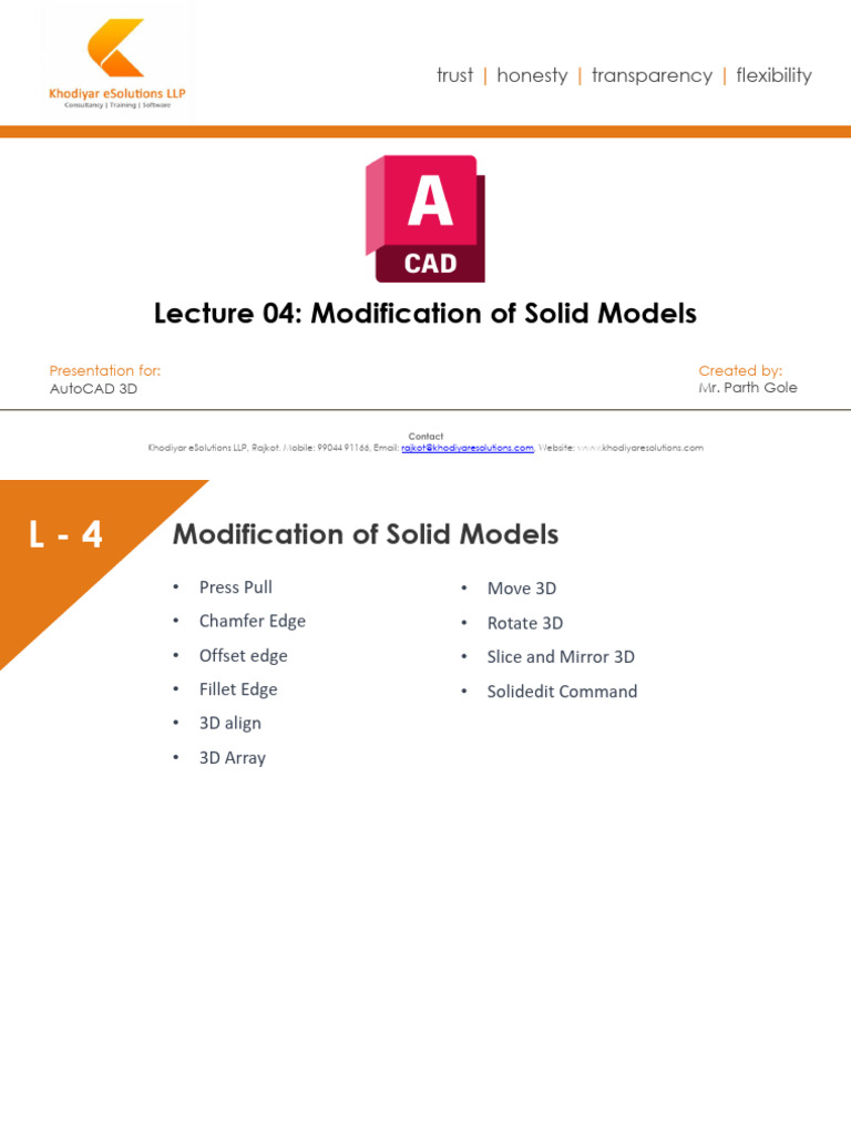 04 - Modification of Solid Models | PDF