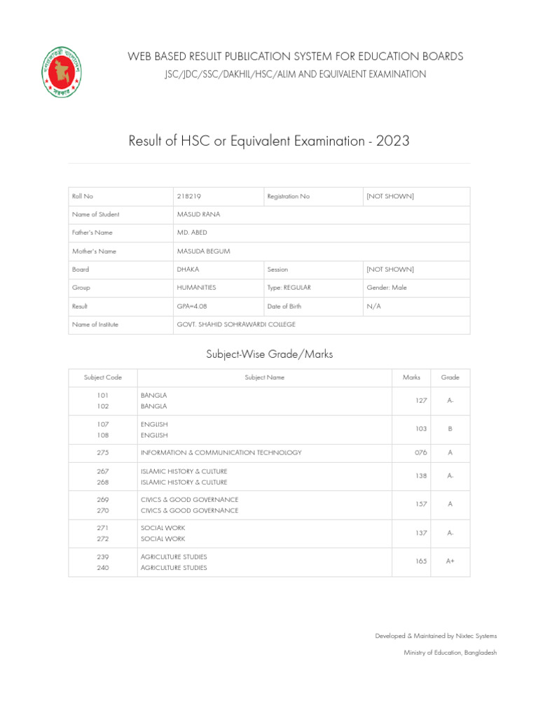 Web Based Result Publication System For Education Boards | PDF