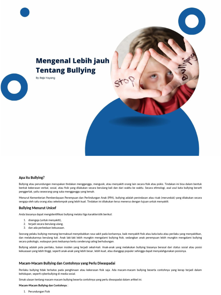 Jenis-Jenis Bullying dan Contohnya | PDF