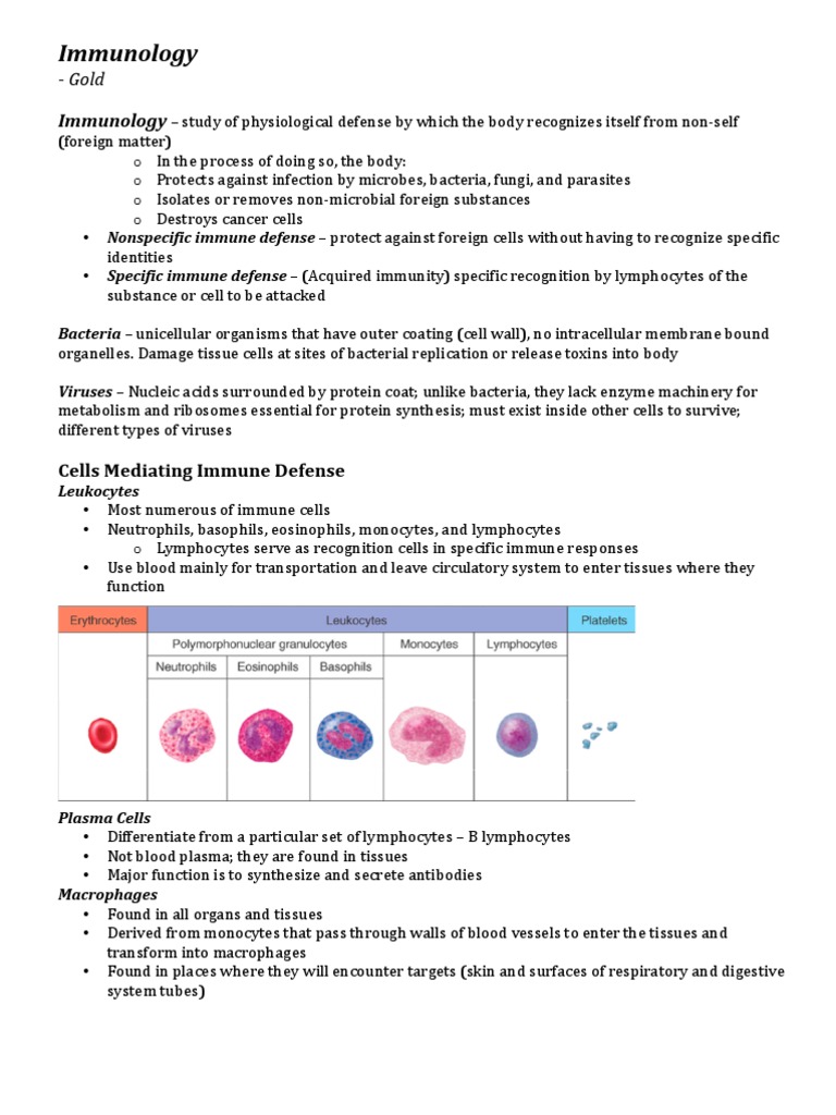 DR - Gold Immunology Notes | PDF | Lymphatic System | Antibody