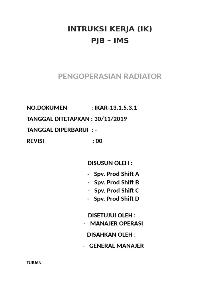 Pengoperasian Radiator PLTMG | PDF