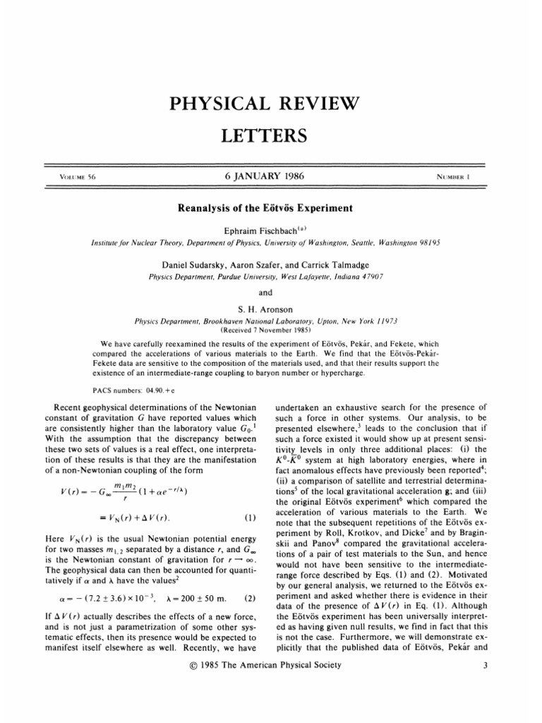 Reanalysis of The Eoumltvos Experiment | PDF | Force | Magnesium