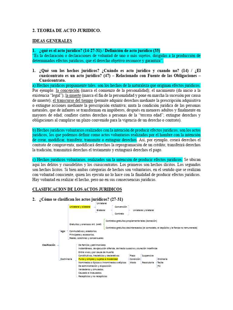 Clasificación y Naturaleza del Acto Jurídico | PDF | Ley común ...