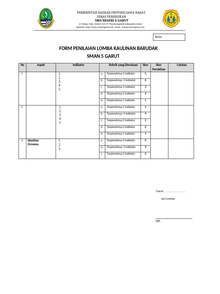 Format Penilaian Kaulinan Barudak | PDF