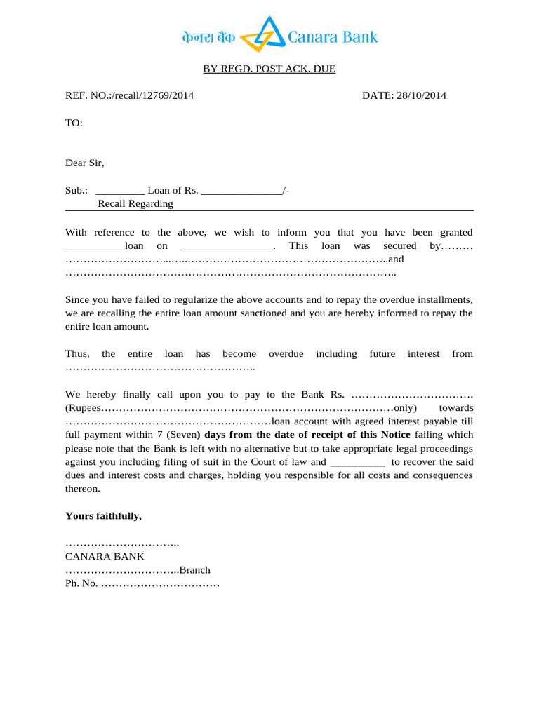 Recall Notice Format | PDF