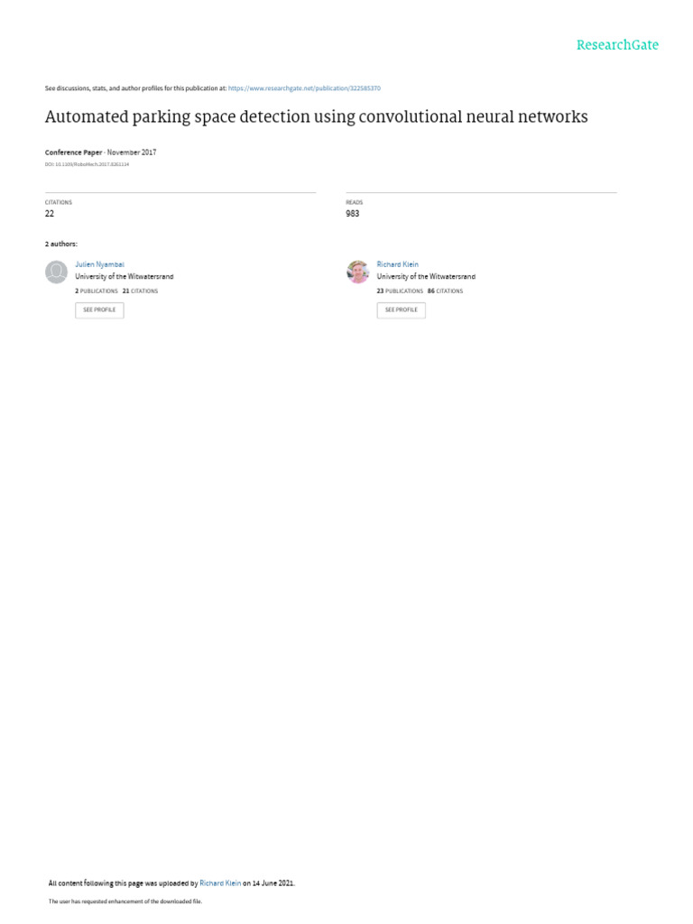 Automated Parking Space Detection | PDF | Support Vector Machine | Artificial Neural Network