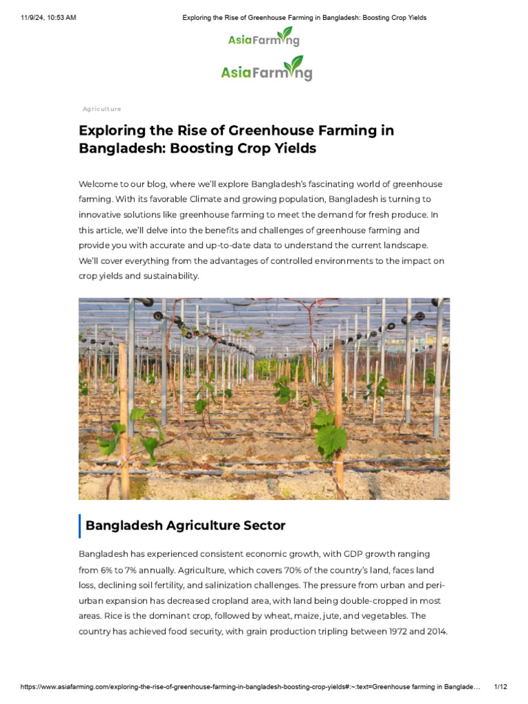 Exploring The Rise of Greenhouse Farming in Bangladesh - Boosting Crop Yields | PDF ...