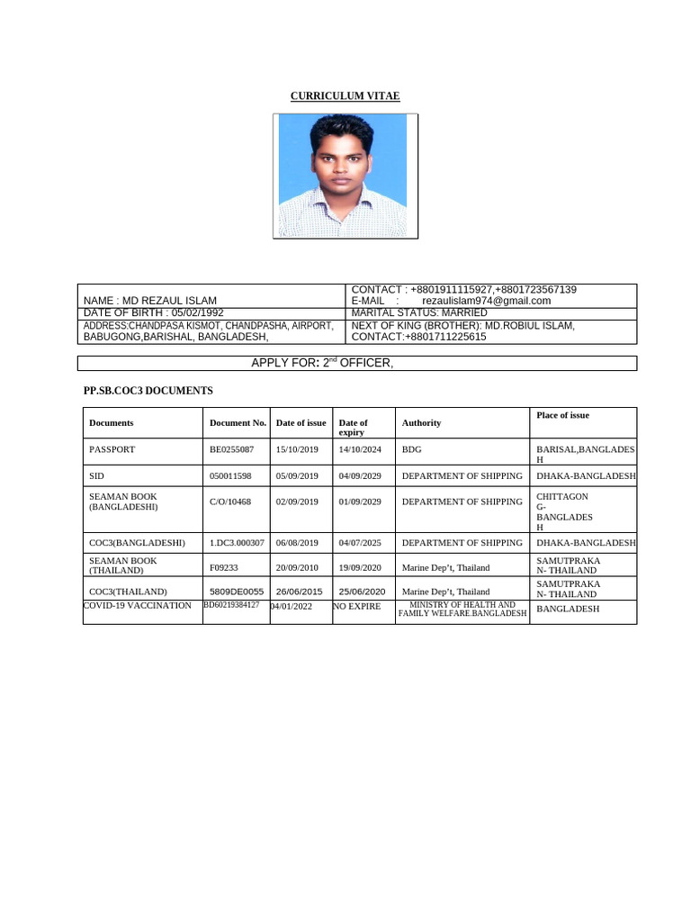 2-O MD Rezaul Islam | PDF | Freight Transport | Ships