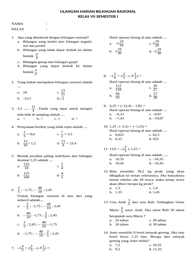 Uh Bab 2 Bil. Rasional | PDF