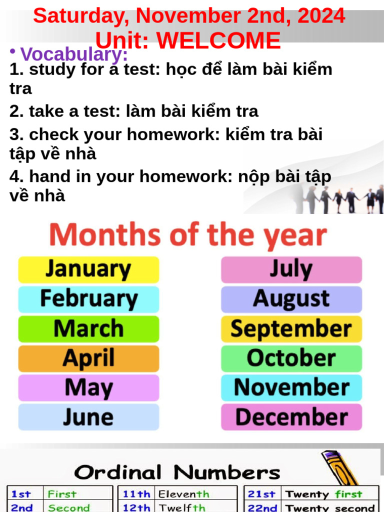 Unit: Welcome: Vocabulary | PDF