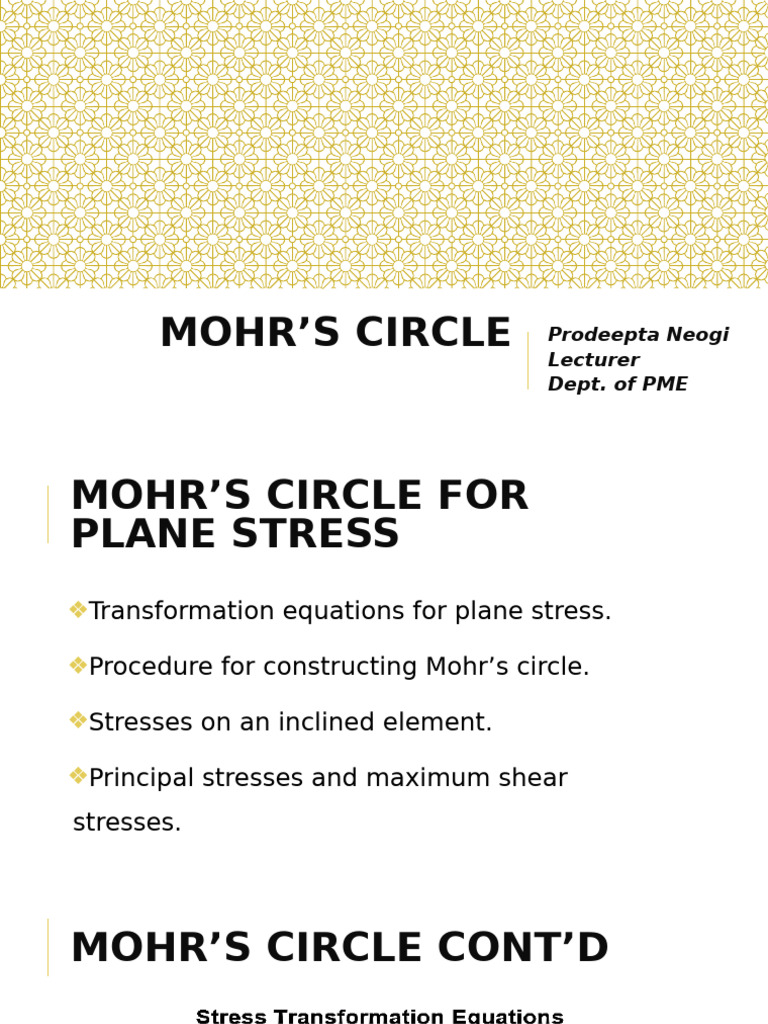 Lec-5 (Mohr's Circle) | PDF | Stress (Mechanics) | Elementary Geometry