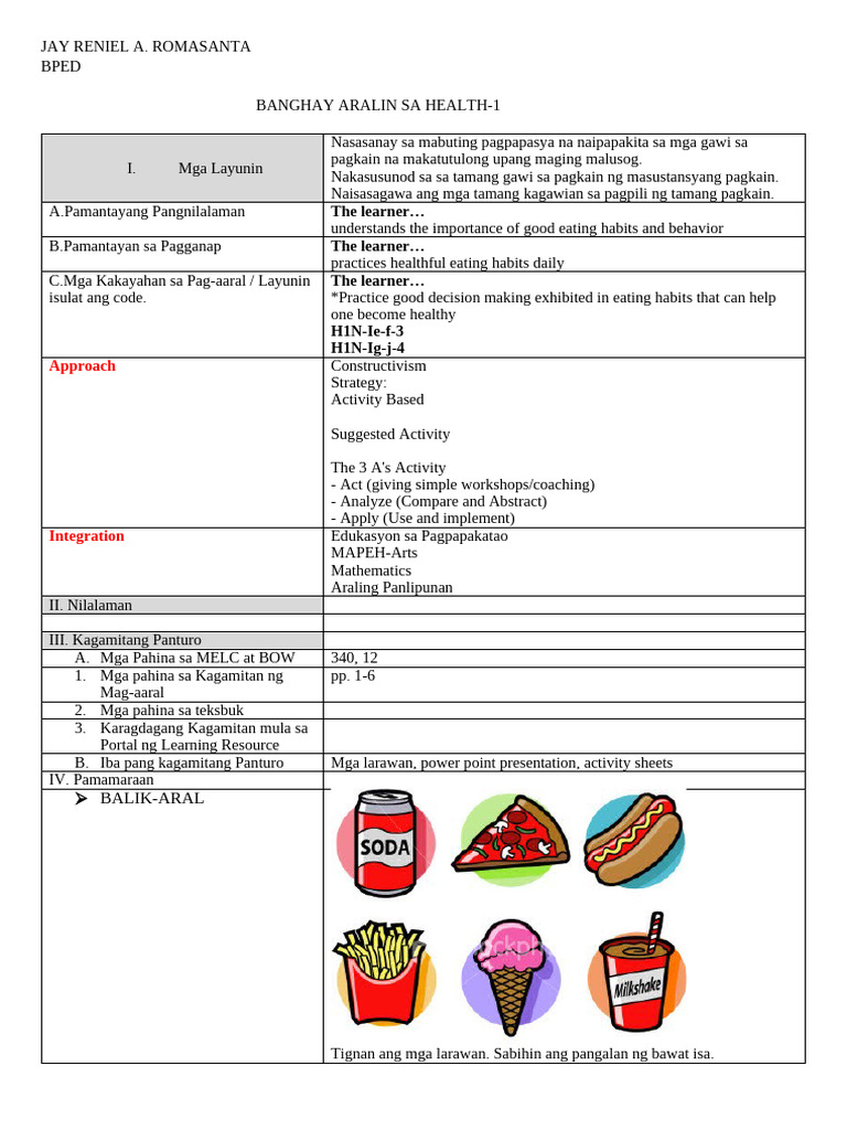 Lesson Plan HEALTH | PDF