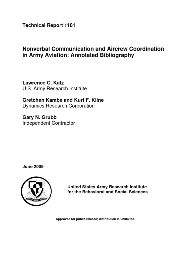 Nonverbal Communication and Aircrew Coordination in Army Aviation ...