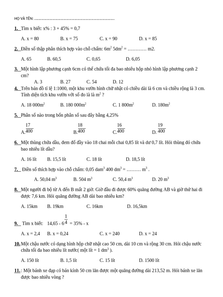 Toan Ktra Ngay 9.5 | PDF