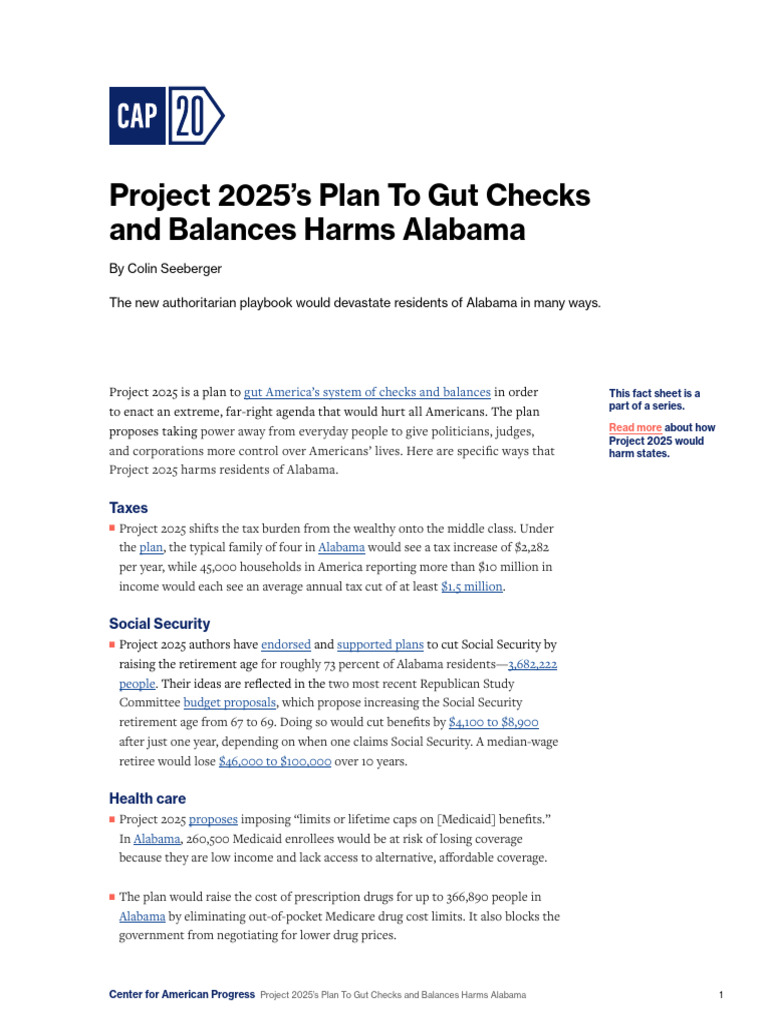 Project 2025s Plan To Gut Checks and Balances Harms Alabama | PDF ...