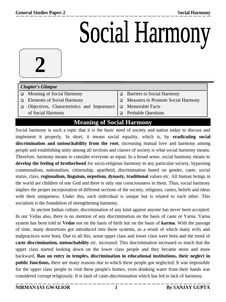 File 2-Social Harmony | PDF | Caste | Toleration