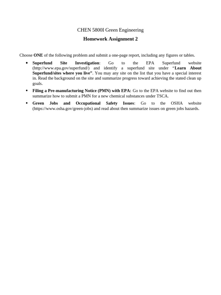 Green Engineering HW 2 | PDF