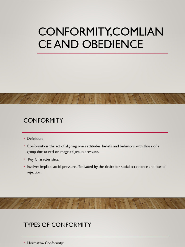Conformity, Comliance and Obedience | PDF | Conformity | Obedience ...