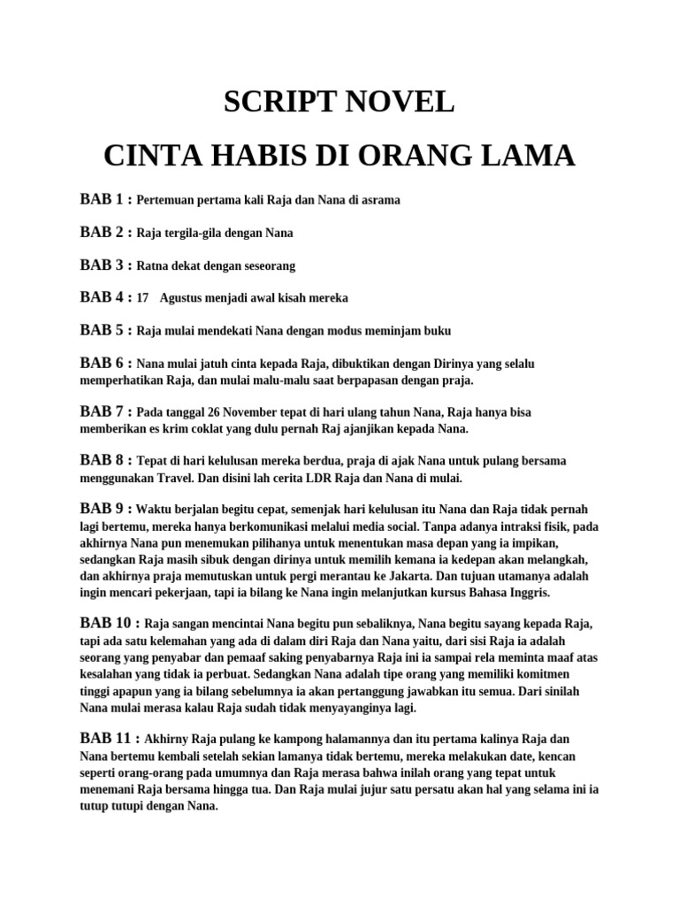 SCRIPT NOVEL RAJA DAN NANA | PDF