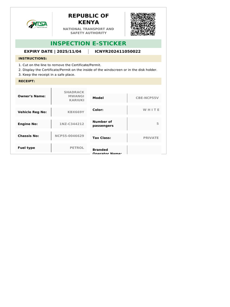 MVAI 8P31A9VJ3 Inspection Certificate | PDF
