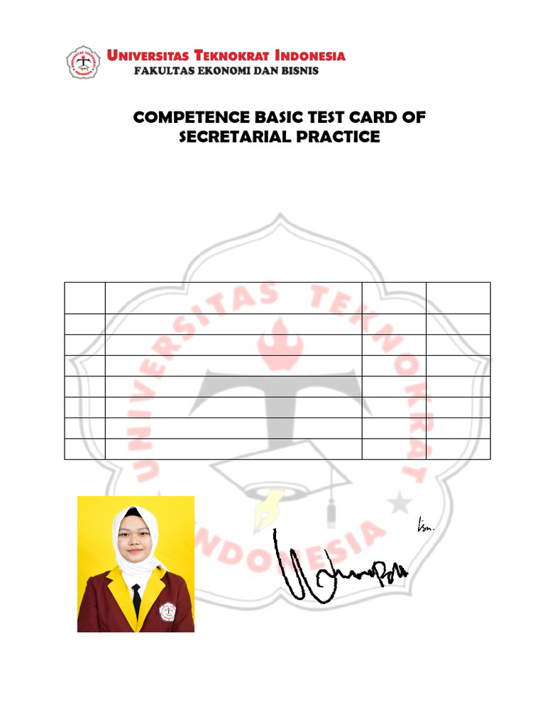 Competence Basic Test Card of Secretarial Practice | PDF
