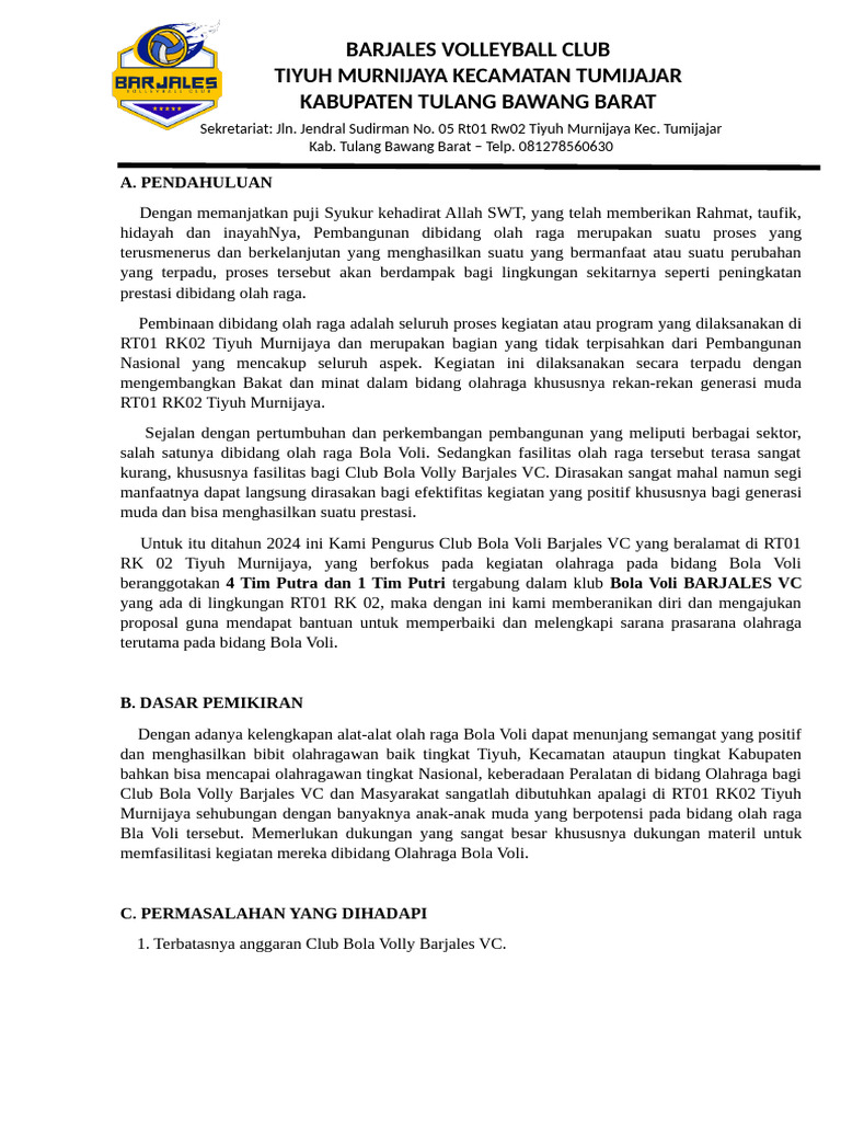 Isi Proposal Voly II | PDF