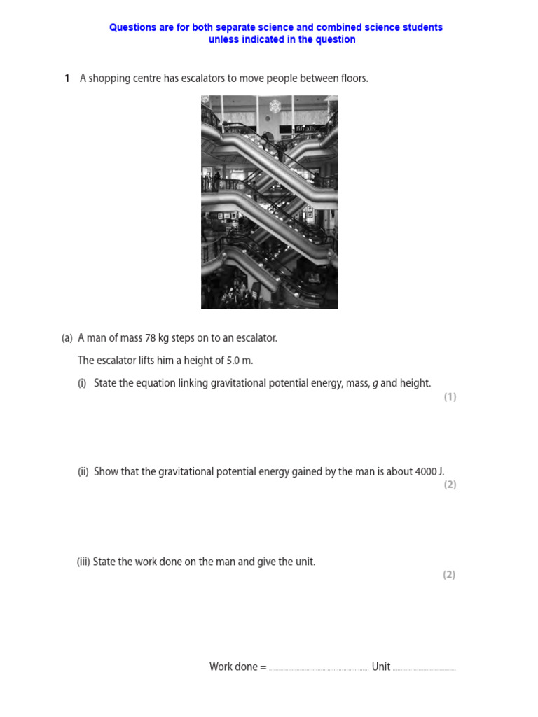 Work and Power 2 QP | PDF