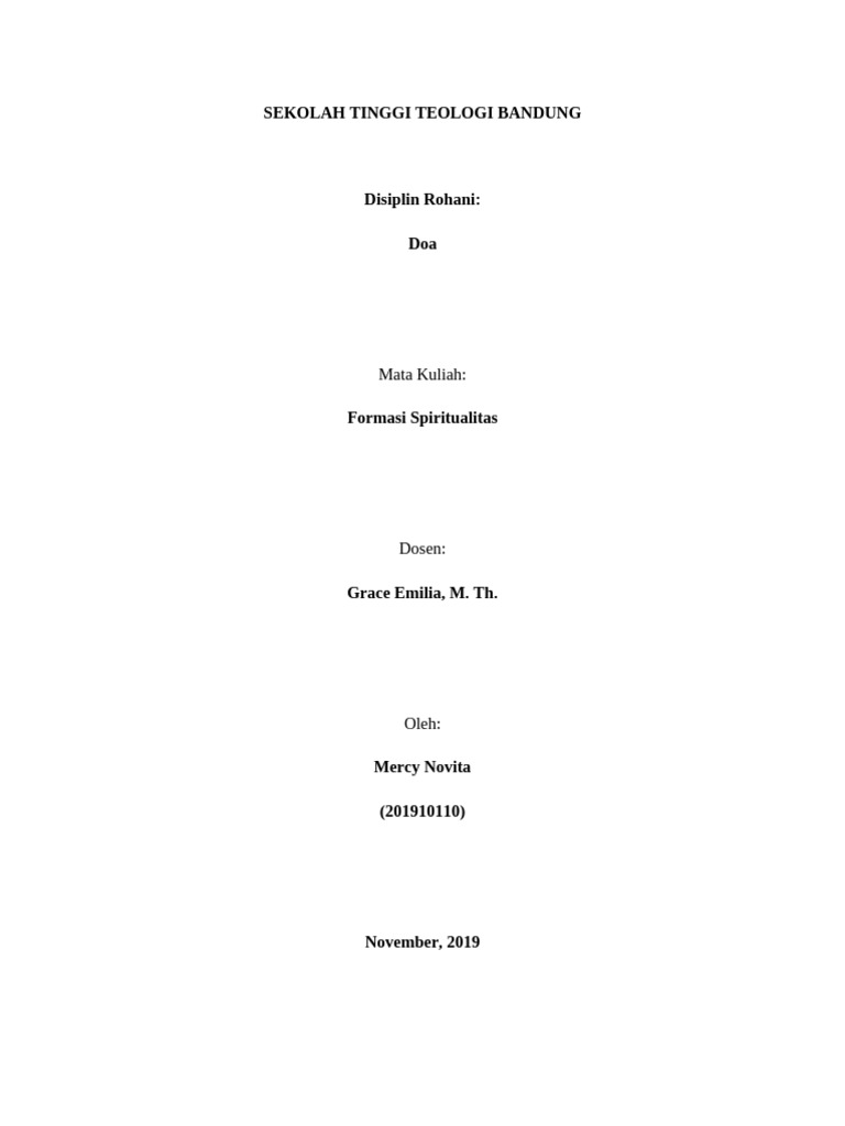 Disiplin Rohani: Doa - Mercy Novita | PDF