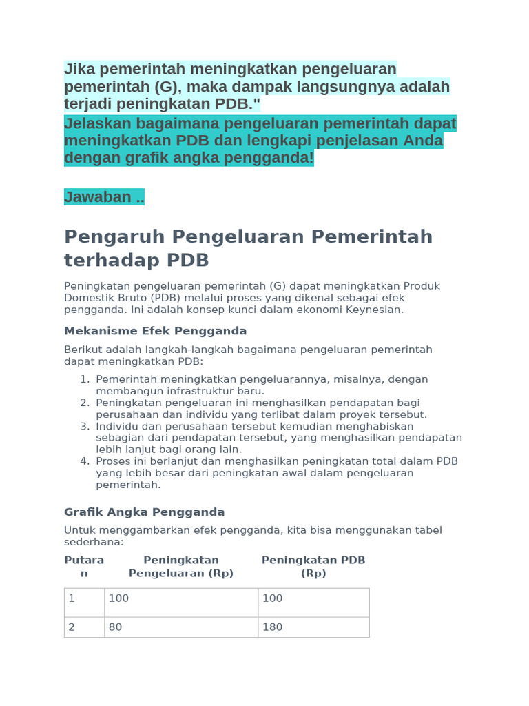 Efek Pengeluaran Pemerintah pada PDB | PDF