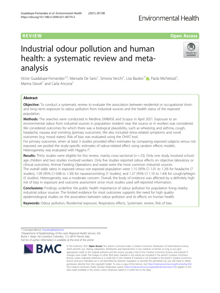 Industrial Odour Pollution and Human Health A Systematic 1n854irl0z ...