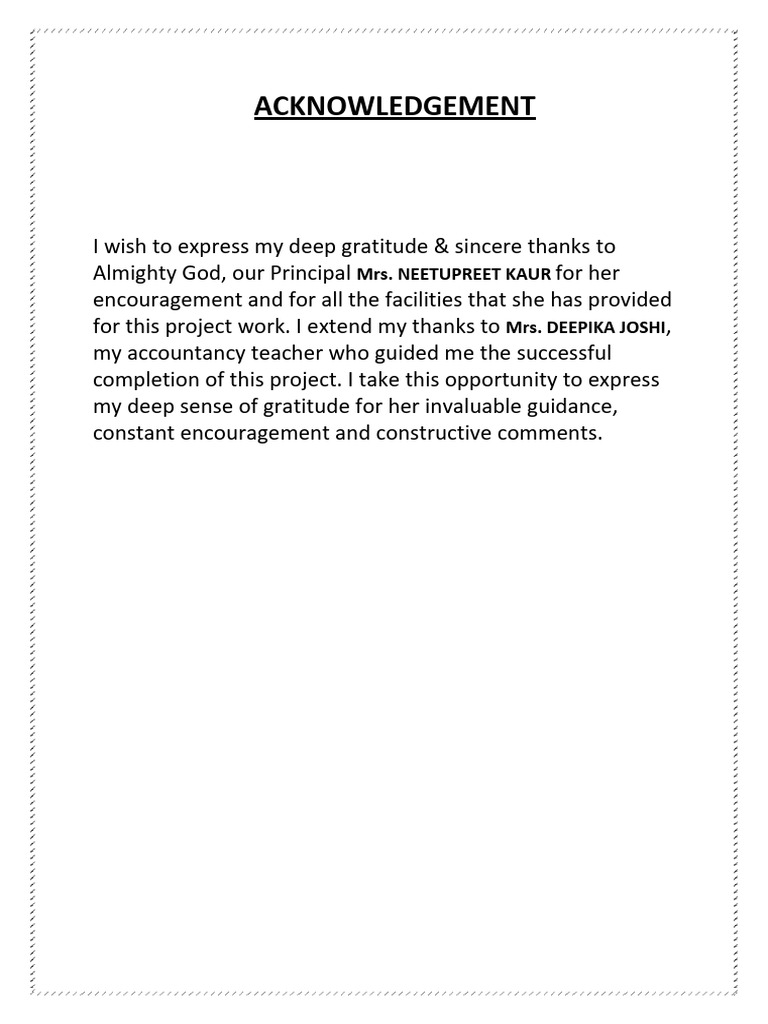 ACKNOWLEDGEMENT Page | PDF | Career & Growth