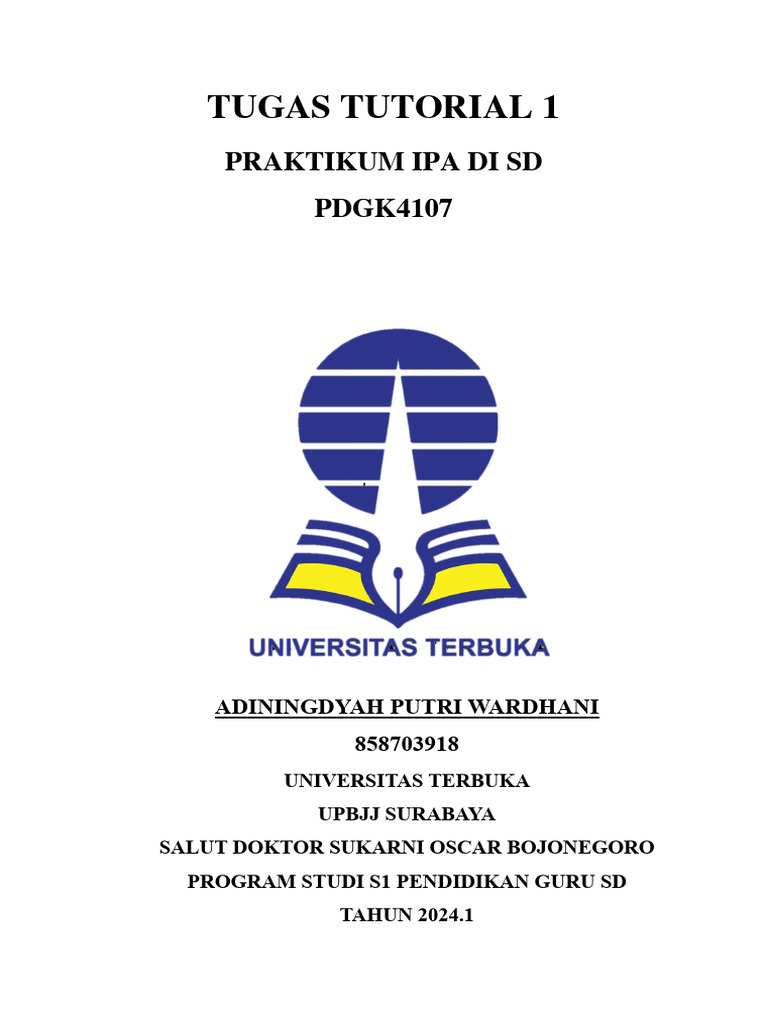 TT1 - Adiningdyah Putri Wardhani - 858703918 - Praktikum Ipa Di SD - PDGK4107 | PDF