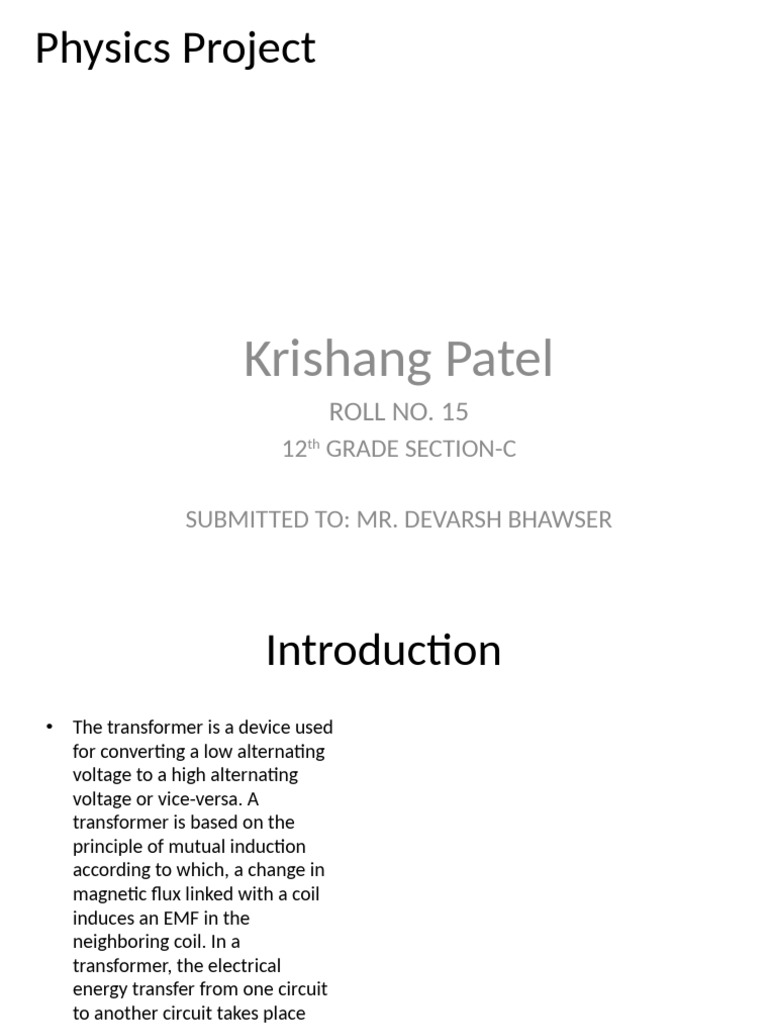 Physics Project Pdf Transformer Inductor