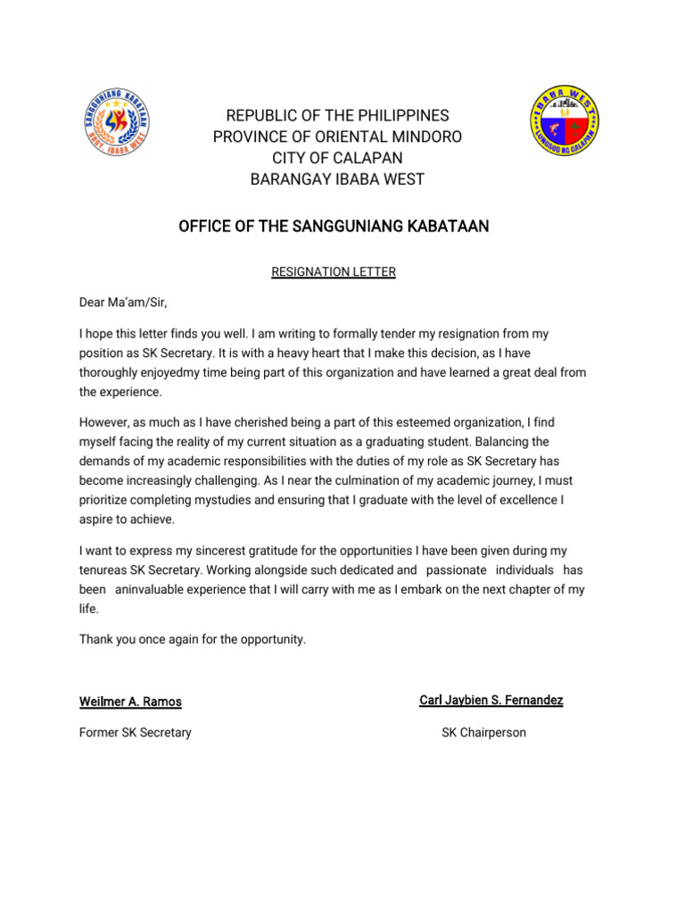 Resignation-letter-of-Weilmer-Ramos | PDF