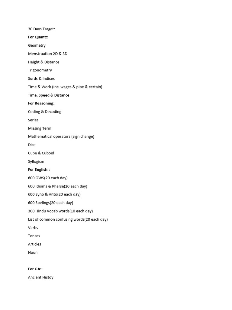 30 Days Target | PDF | Technology & Engineering