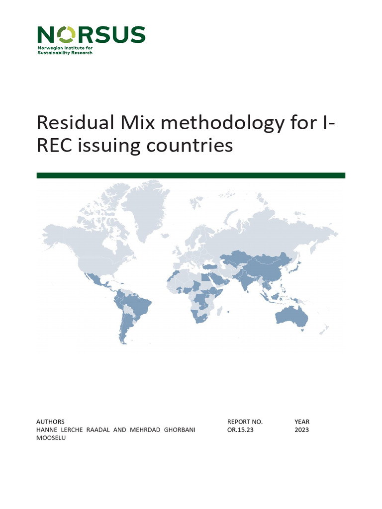 Residual Mix Methodology (Norsus 2023) | PDF
