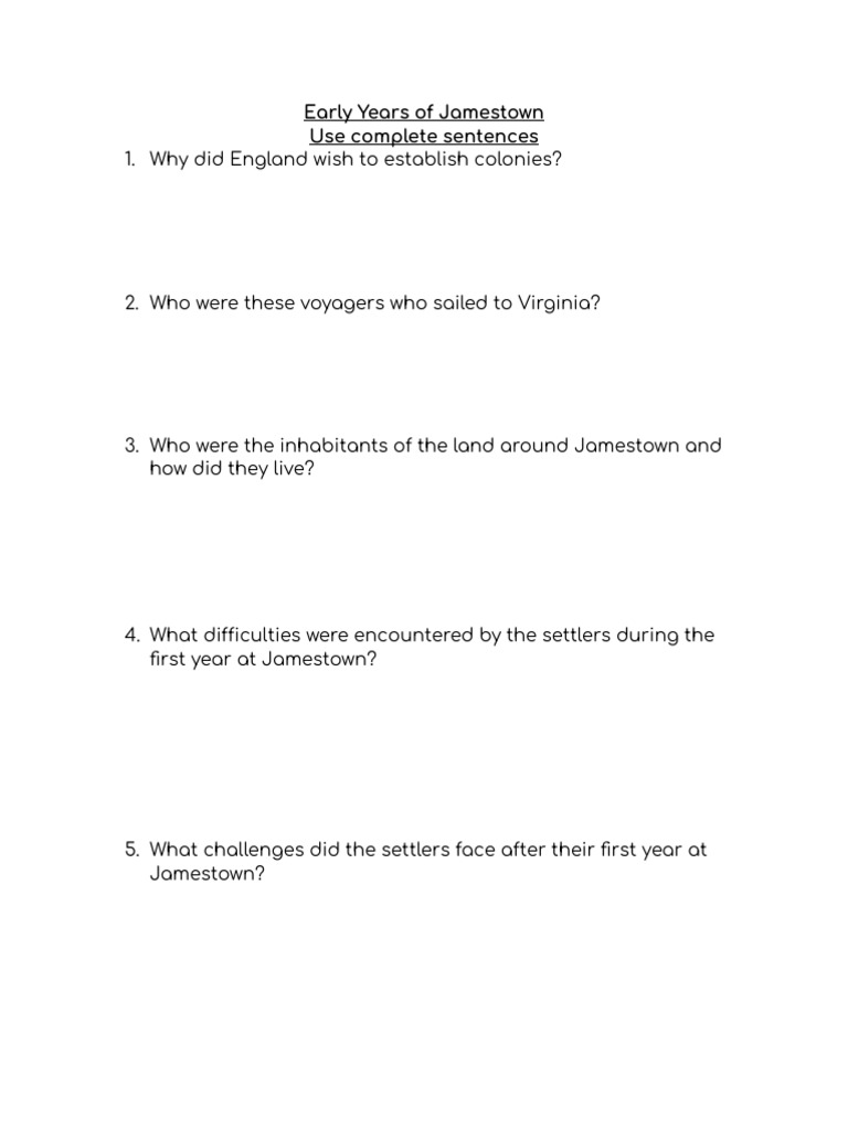 Early Years of Jamestown | PDF