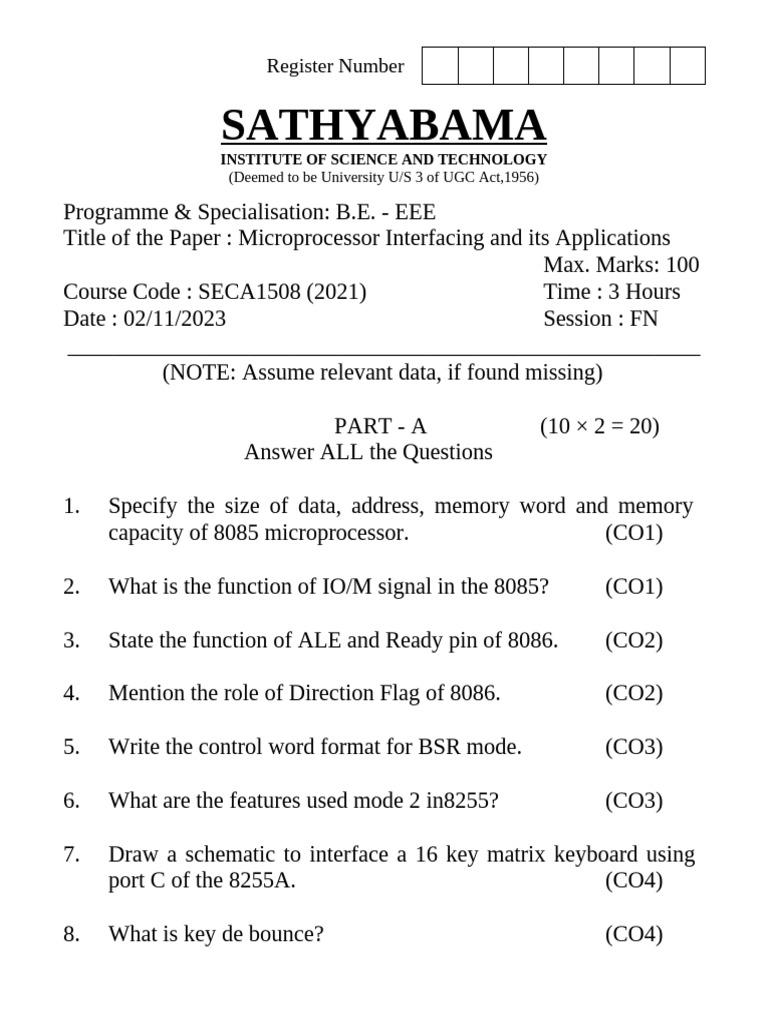 Microprocessor Interfacing Exam Paper | PDF | Office Equipment | Computer Engineering