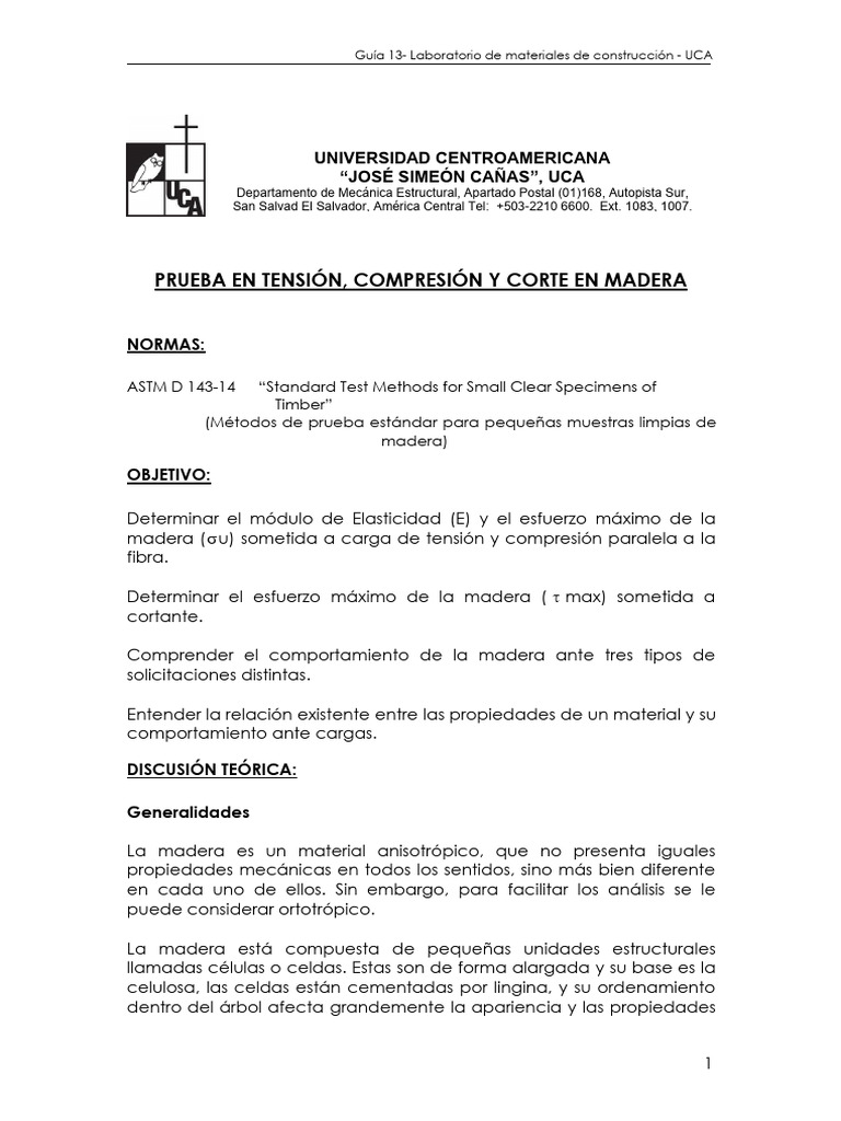 Tensión, Compresión y Corte en Madera | PDF | Madera | Estrés (Mecánica)