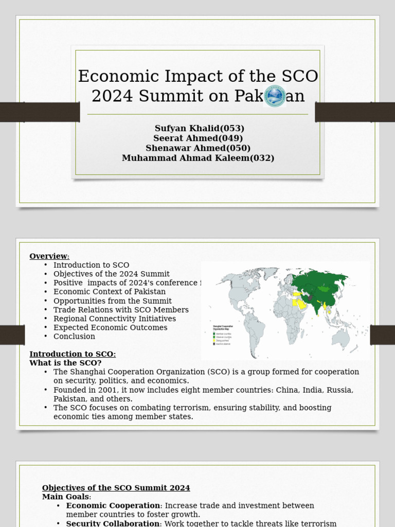 The Economic Impact of SCO 2024 Summit On Pakistan | PDF ...